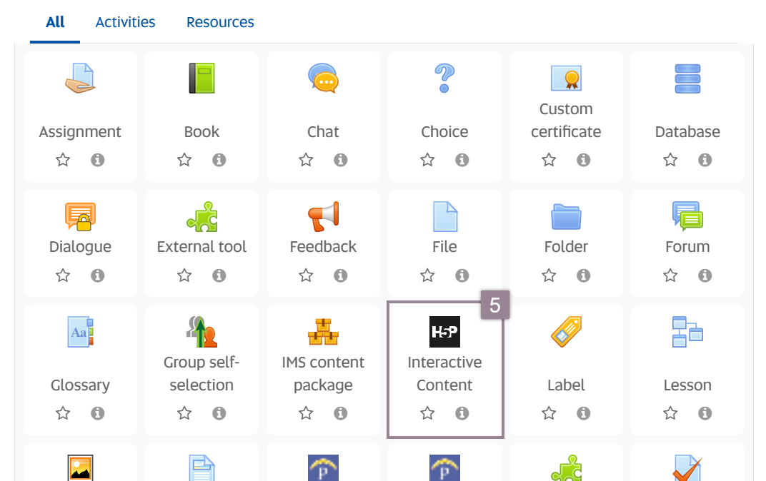 Add a H5P Interactive Activity
